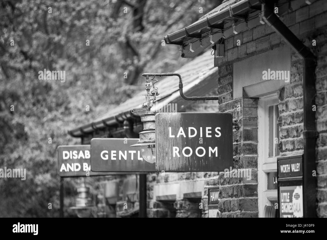 Haworth station sign Black and White Stock Photos & Images - Alamy