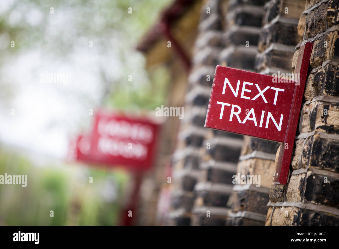 Haworth Train Station Signage. West Yorkshire, England, UK Stock Photo ...