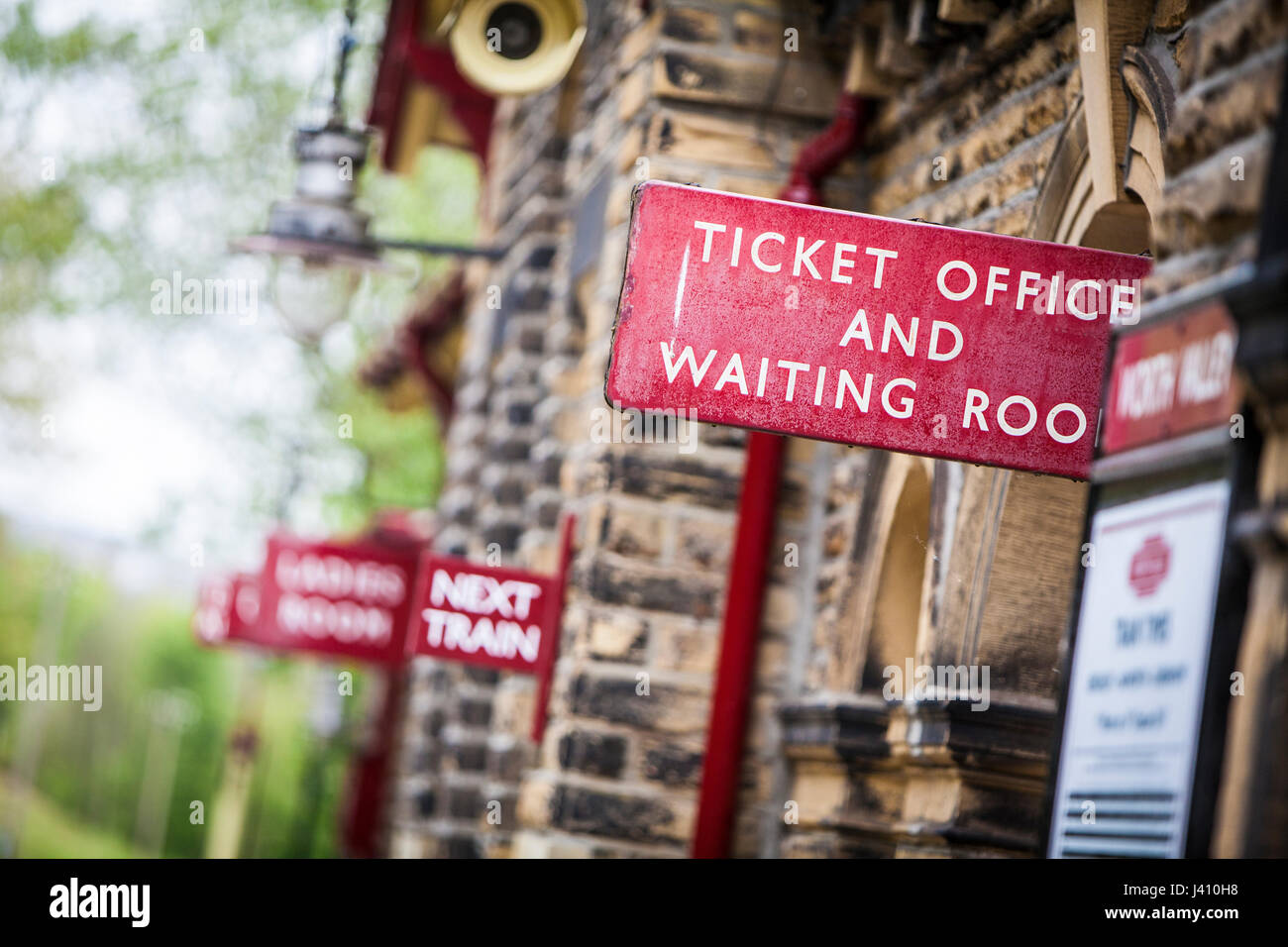 Haworth Train Station Signage. West Yorkshire, England, UK Stock Photo ...