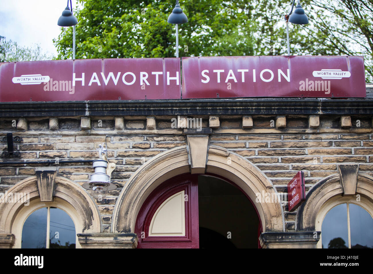 Haworth Train Station Signage. West Yorkshire, England, UK Stock Photo ...