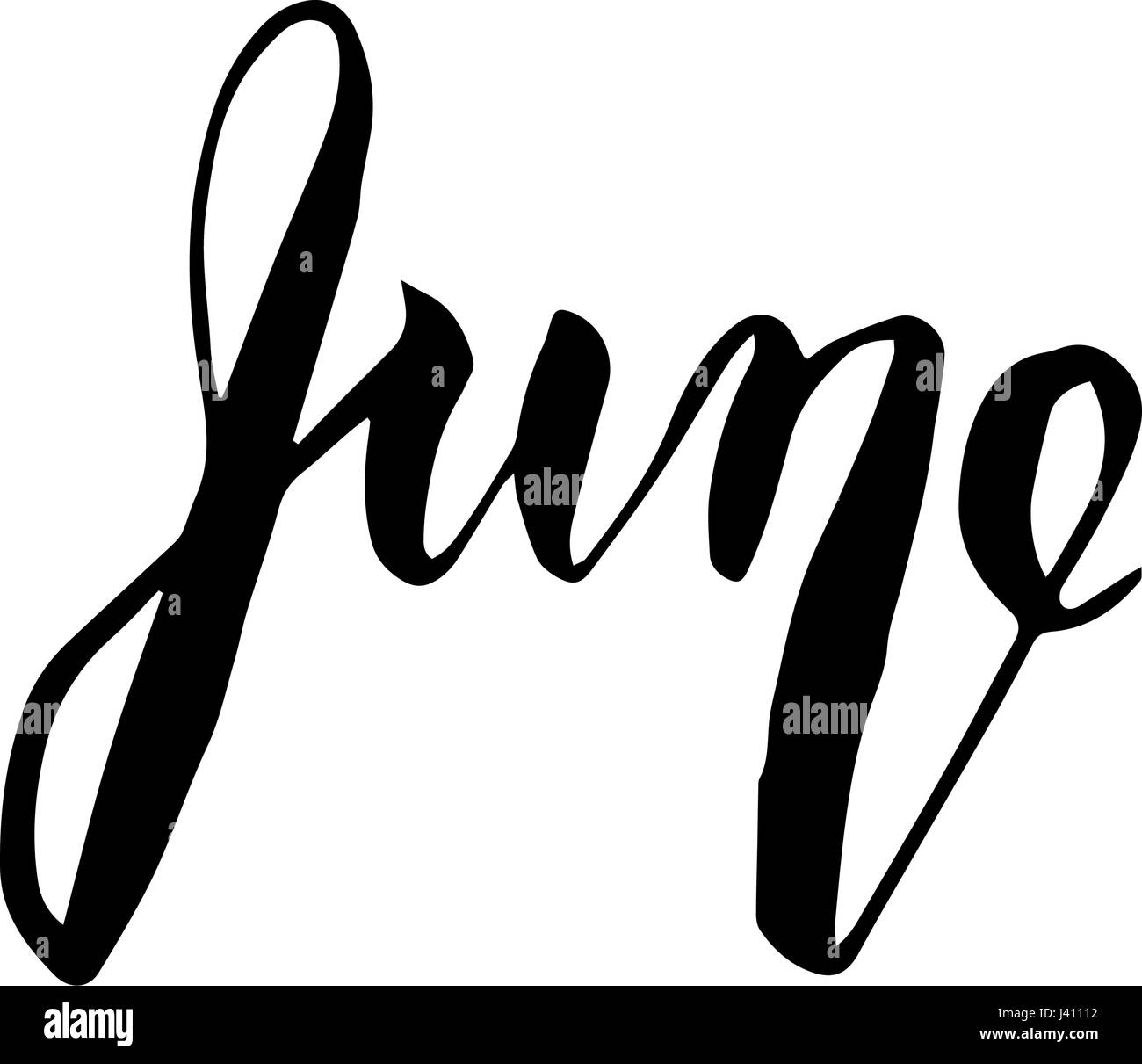 June lettering print. Summer minimalistic illustration. Isolated ...