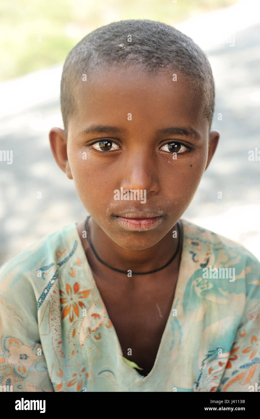 TIGRAY, ETHIOPIA - SEP 17, 2013 Ethiopian child, shepherd girl from ...