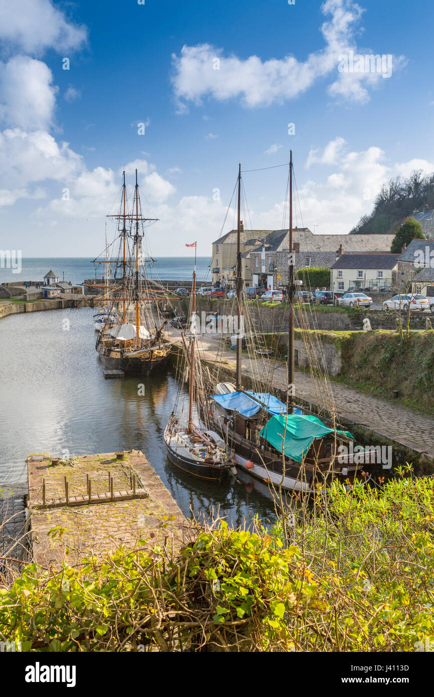The tall ship 'Phoenix' berthed in Charlestown harbour, Cornwall ...