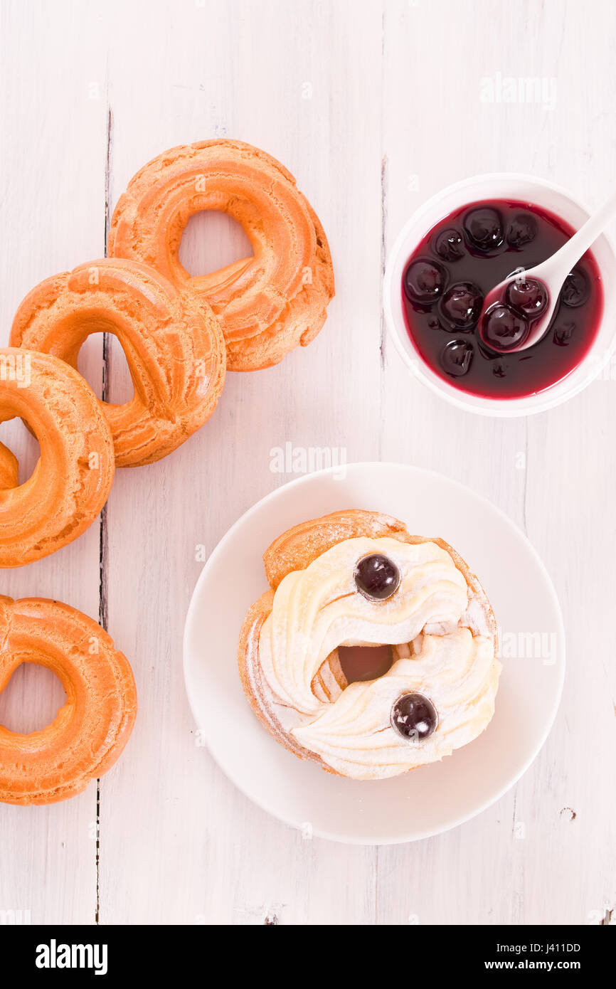 Zeppole with pastry cream Stock Photo - Alamy