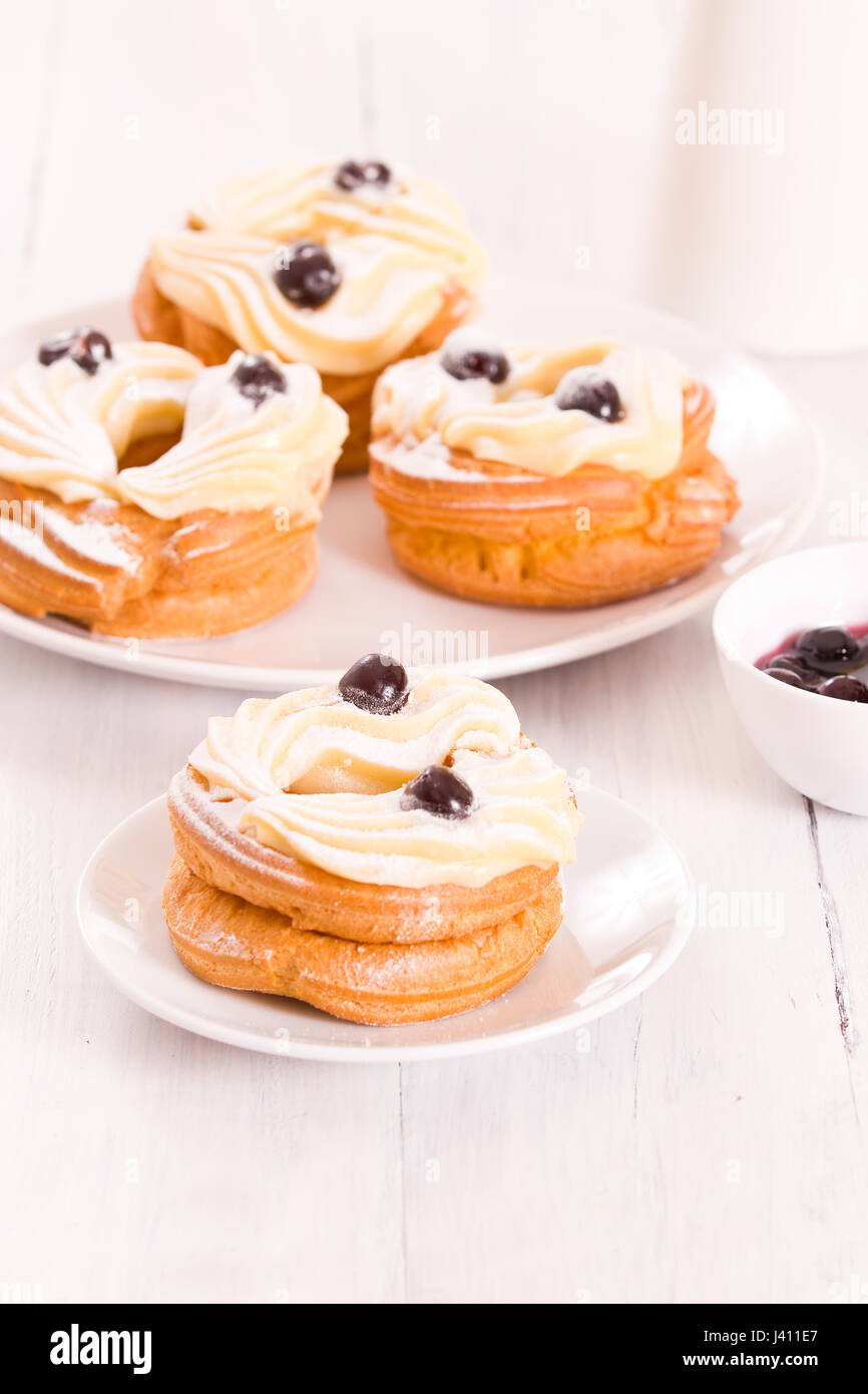 Zeppole with pastry cream Stock Photo - Alamy