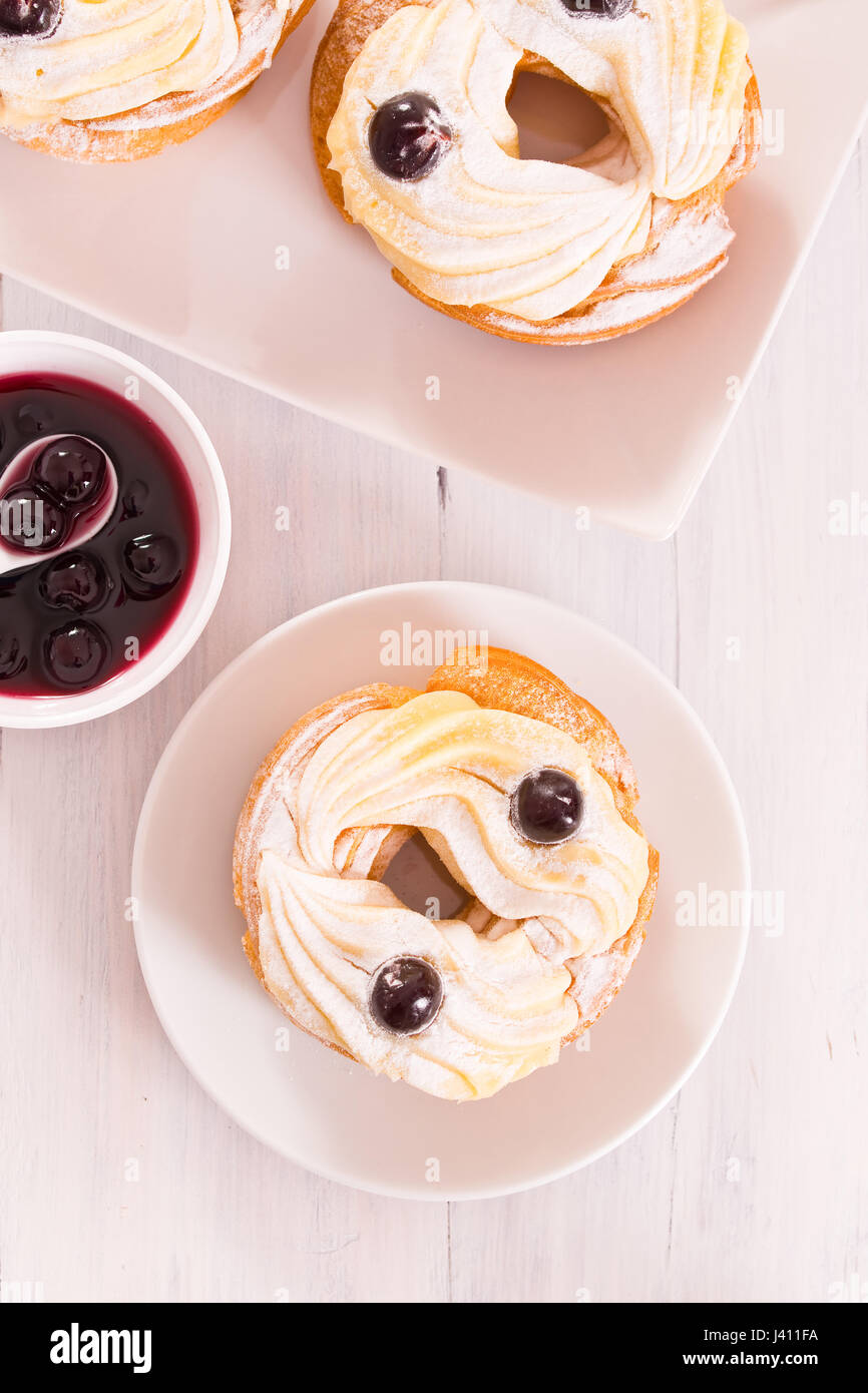 Zeppole with pastry cream Stock Photo - Alamy