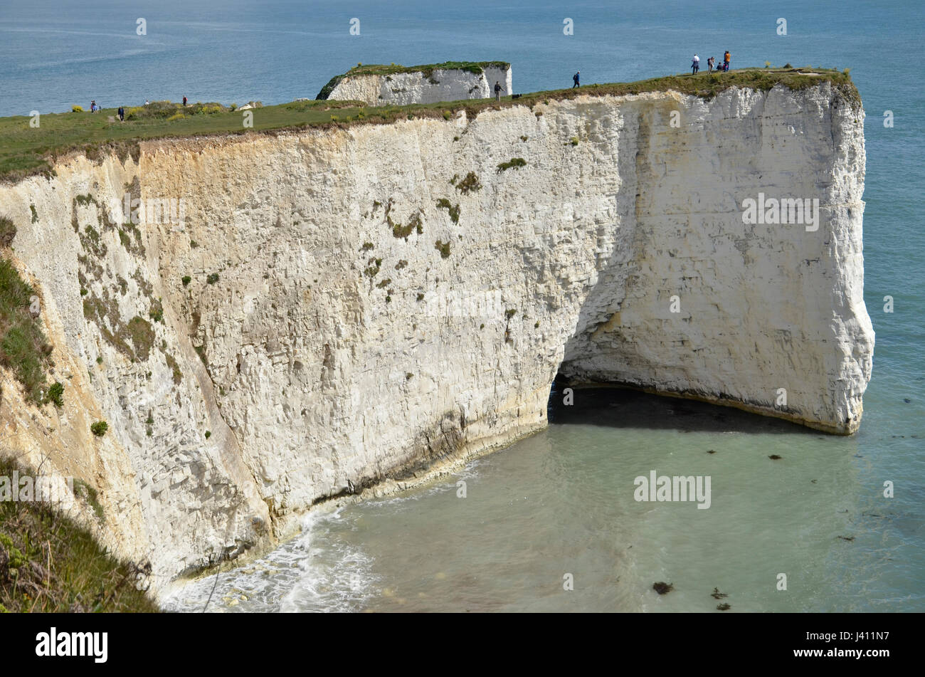 Old Harry rocks, a series of chalk sea stacks off the Dorset coast at ...