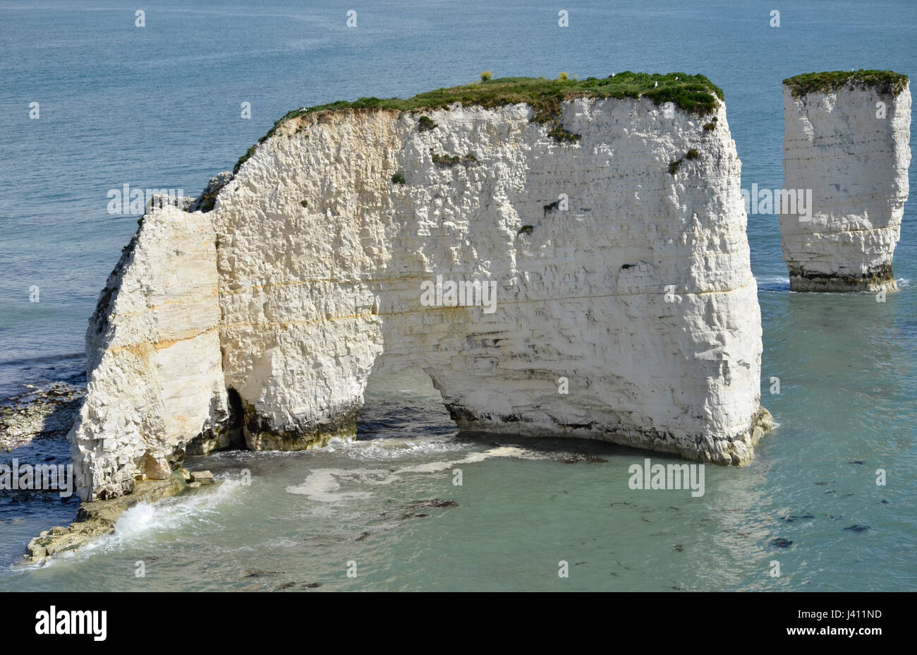 Old Harry rocks, a series of chalk sea stacks off the Dorset coast at ...