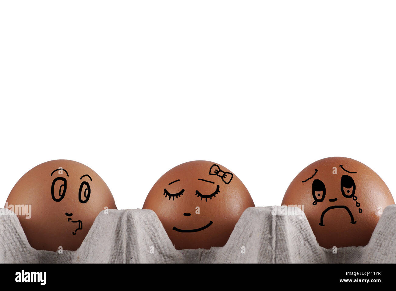 Excitement, Calm and Sad Expression style with egg characters Stock ...