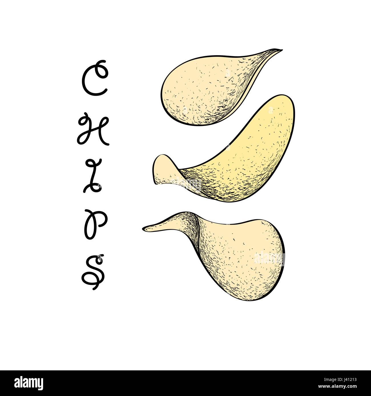 Chips vector illustration. Isolated hand drawn chips on a white ...