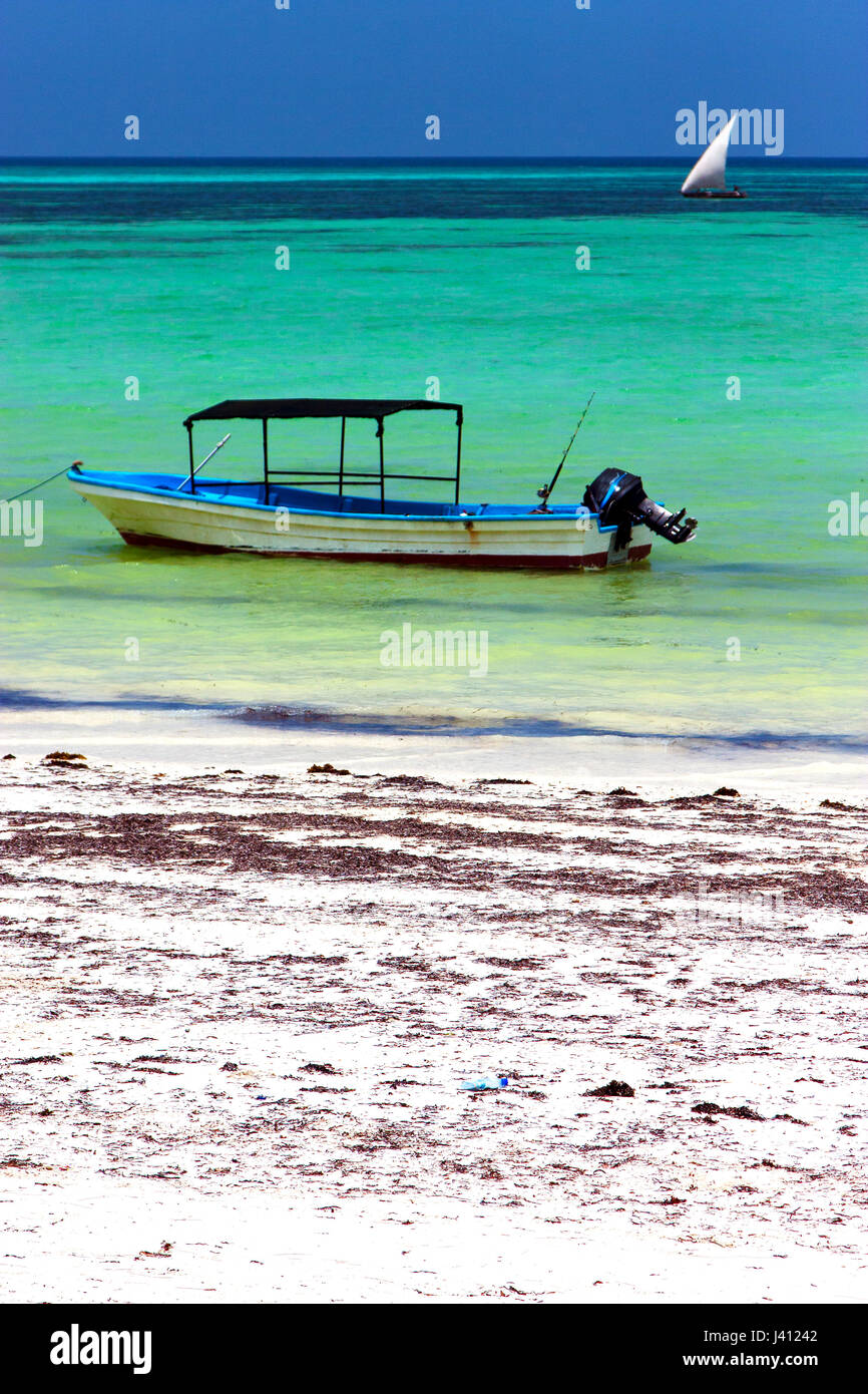 engine costline boat pirague in the blue lagoon relax of zanzibar ...