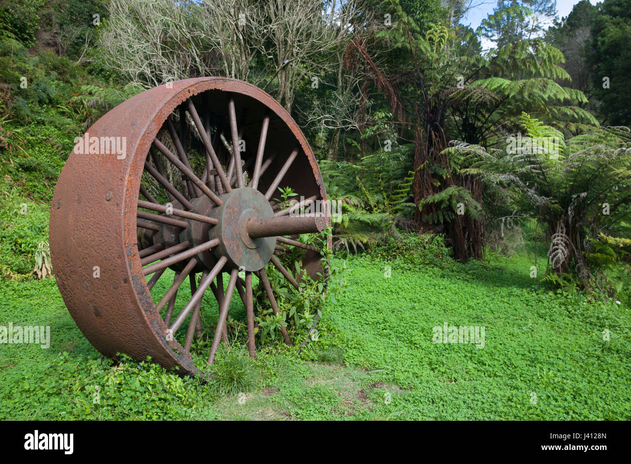 Giant metal wheel left abandoned in the bush from historic mining ...