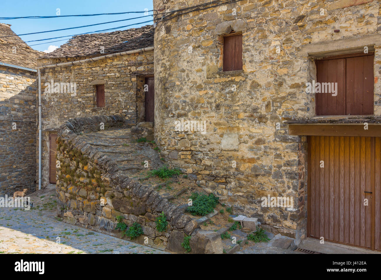 Houses of high mountain villages in the pyrenees of huesca, spain Stock ...