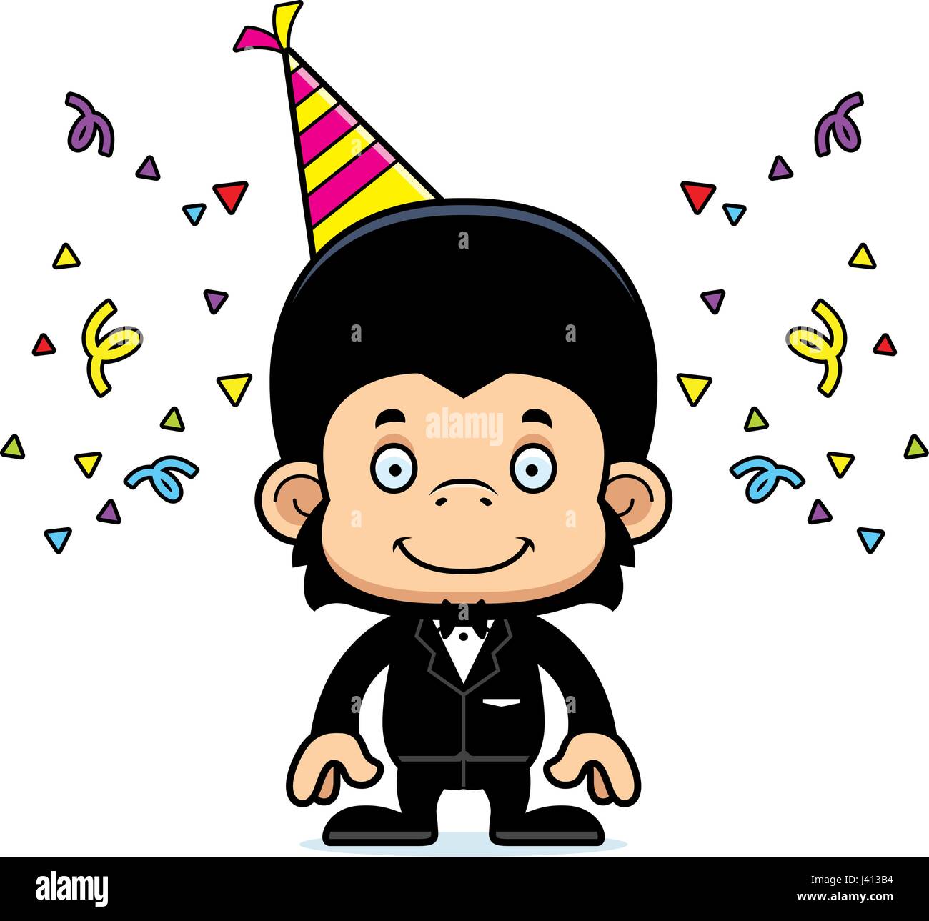 A cartoon party chimpanzee smiling Stock Vector Image & Art - Alamy