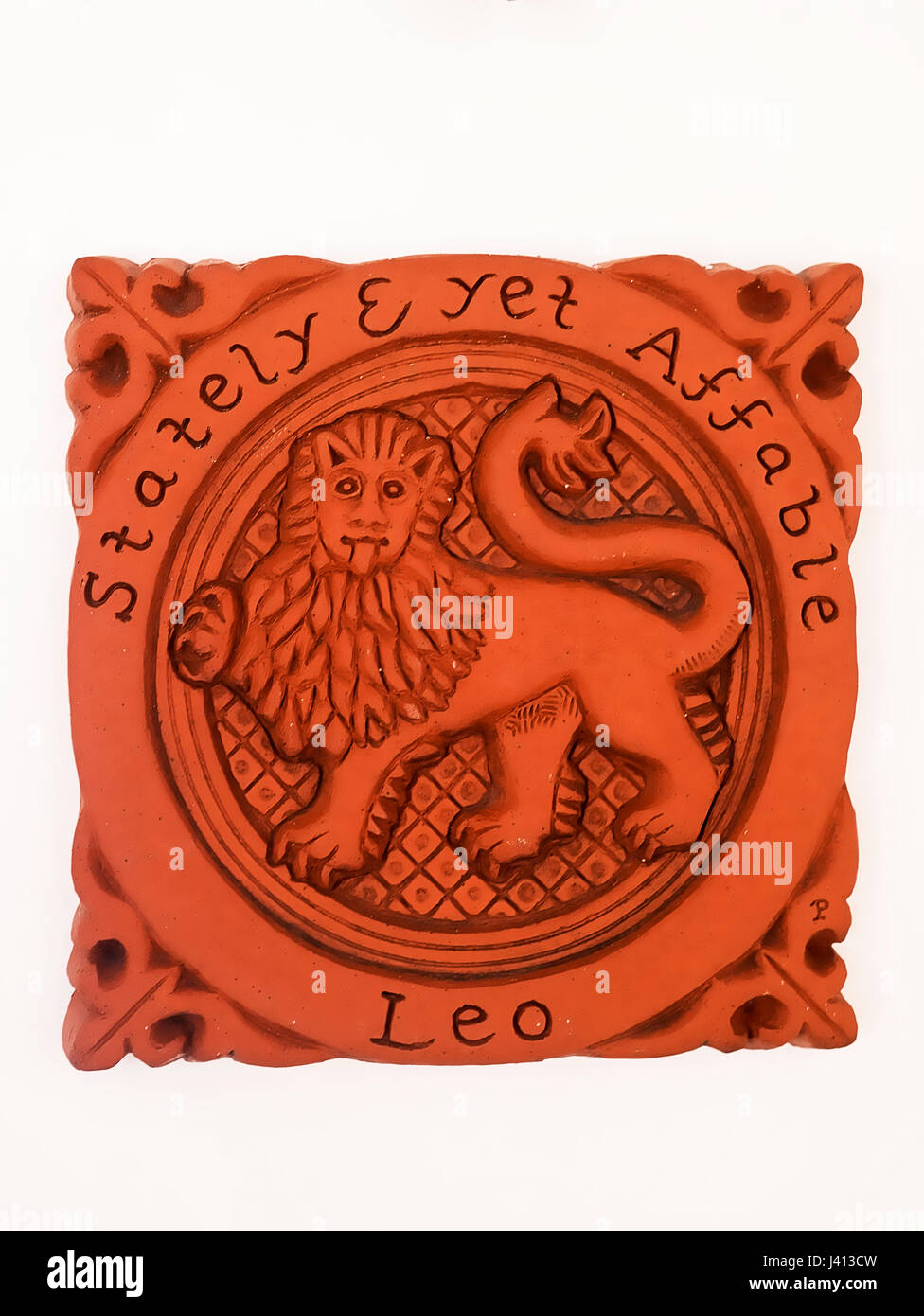 Terracotta tile featuring Leo the Lion Stock Photo - Alamy