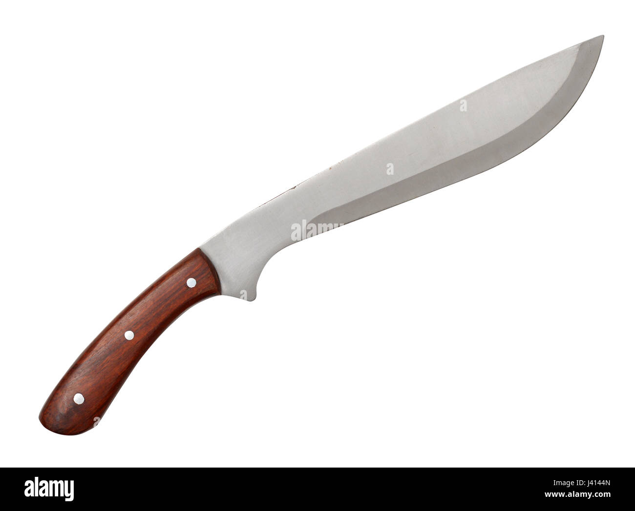 A machete with wooden handle isolated on a white background with ...