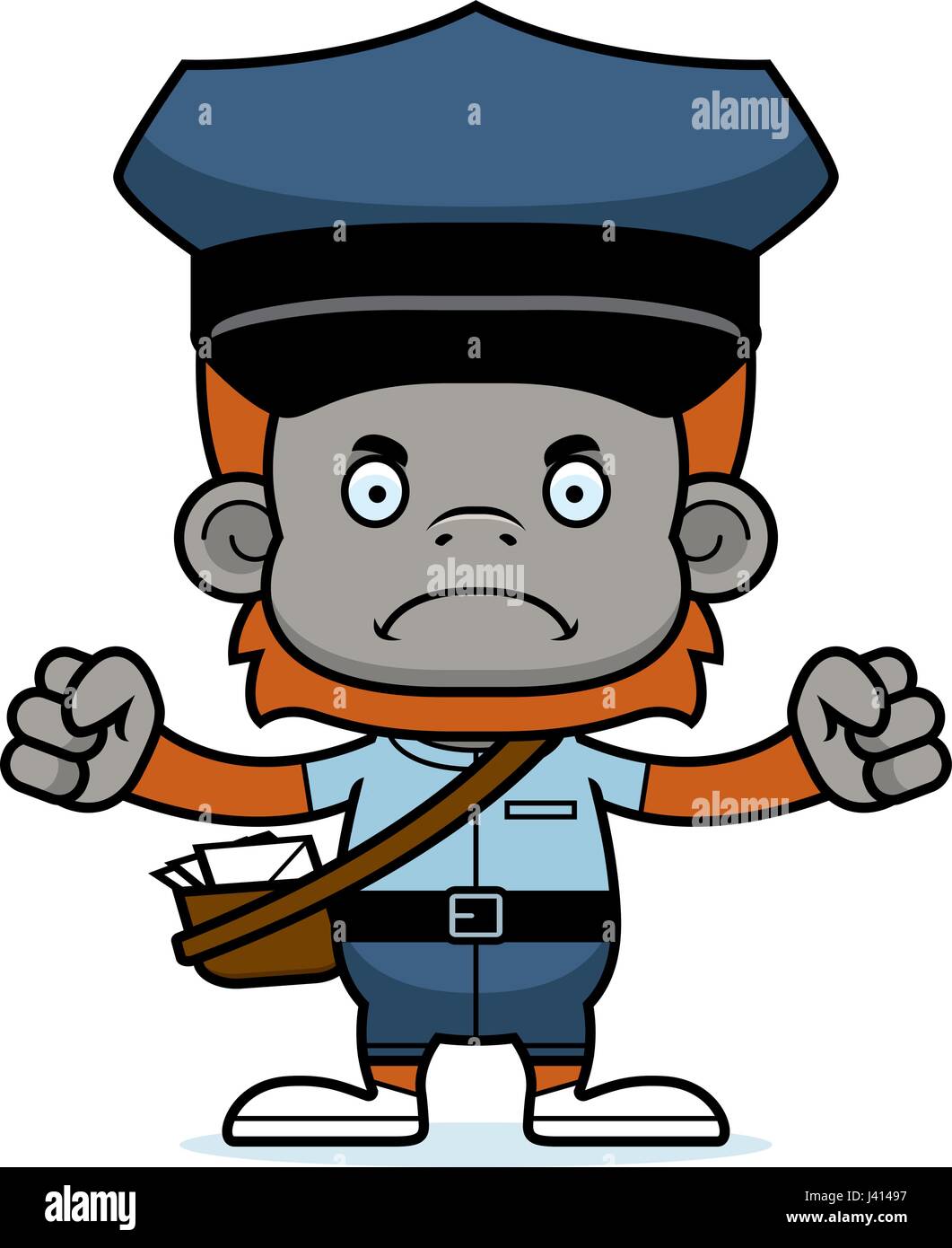 Cartoon illustration mailman looking angry Stock Vector Images - Alamy