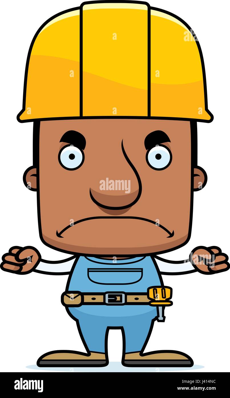 A cartoon construction worker man looking angry Stock Vector Image ...