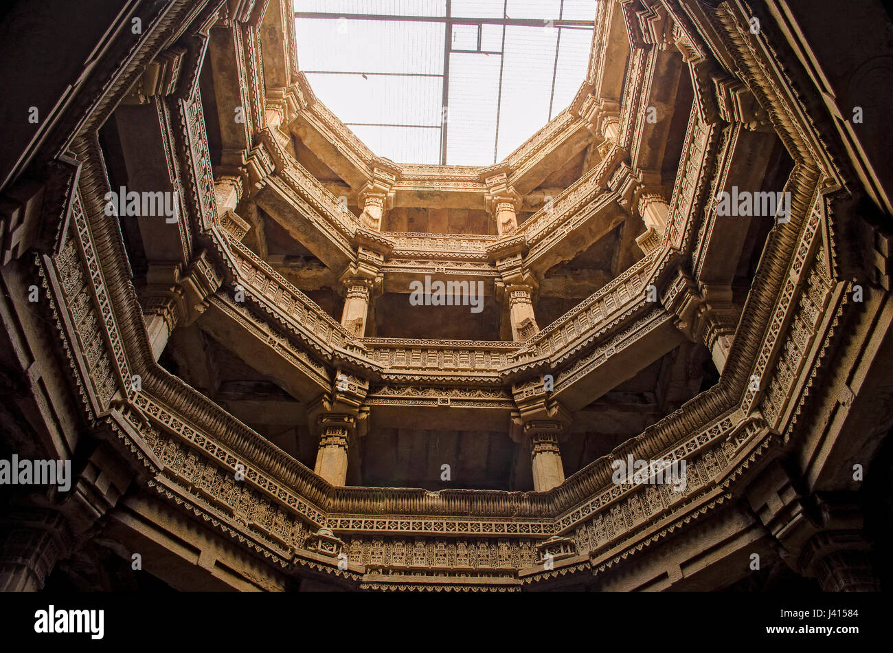 Adalaj stepwell from bottom to top view- Indian Heritage tourist place ...