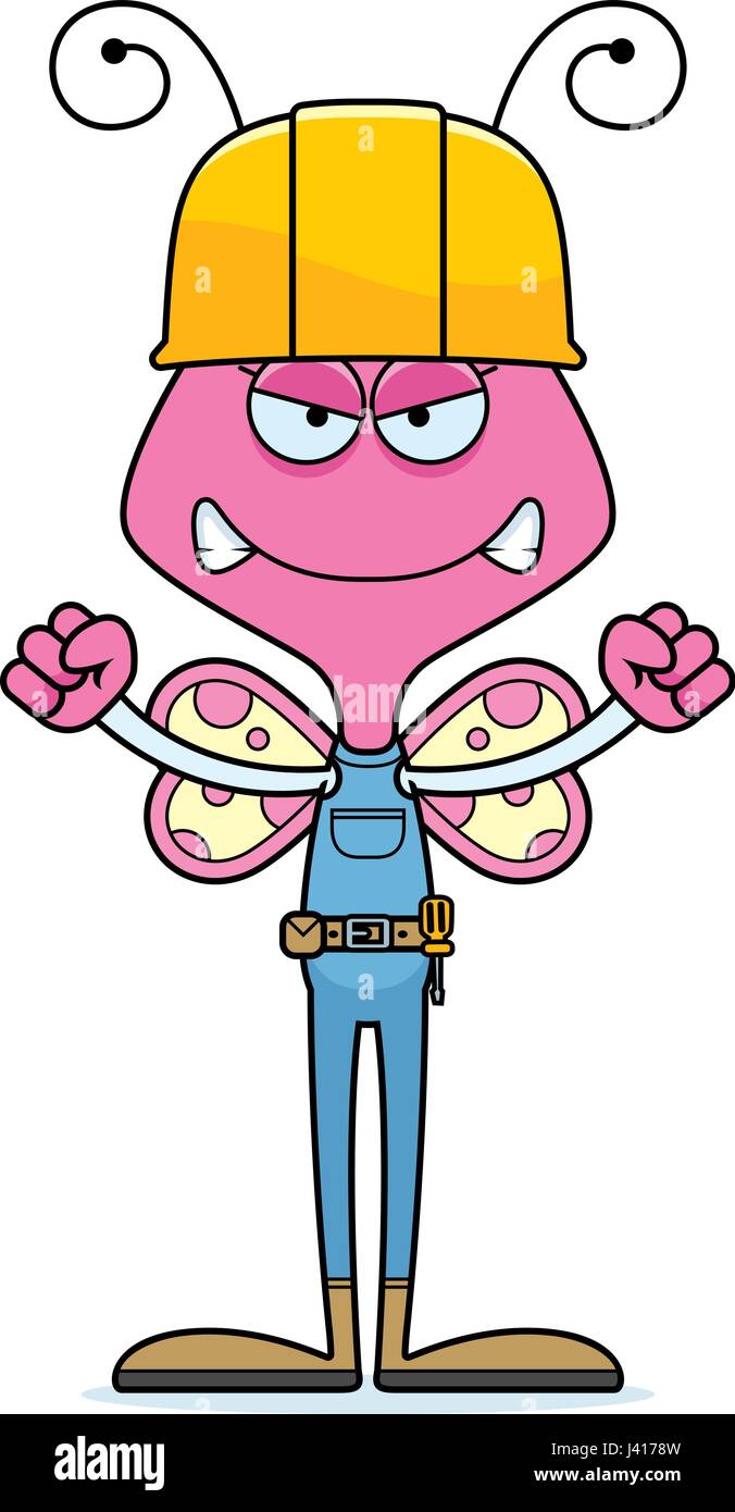 A cartoon construction worker butterfly looking angry Stock Vector ...