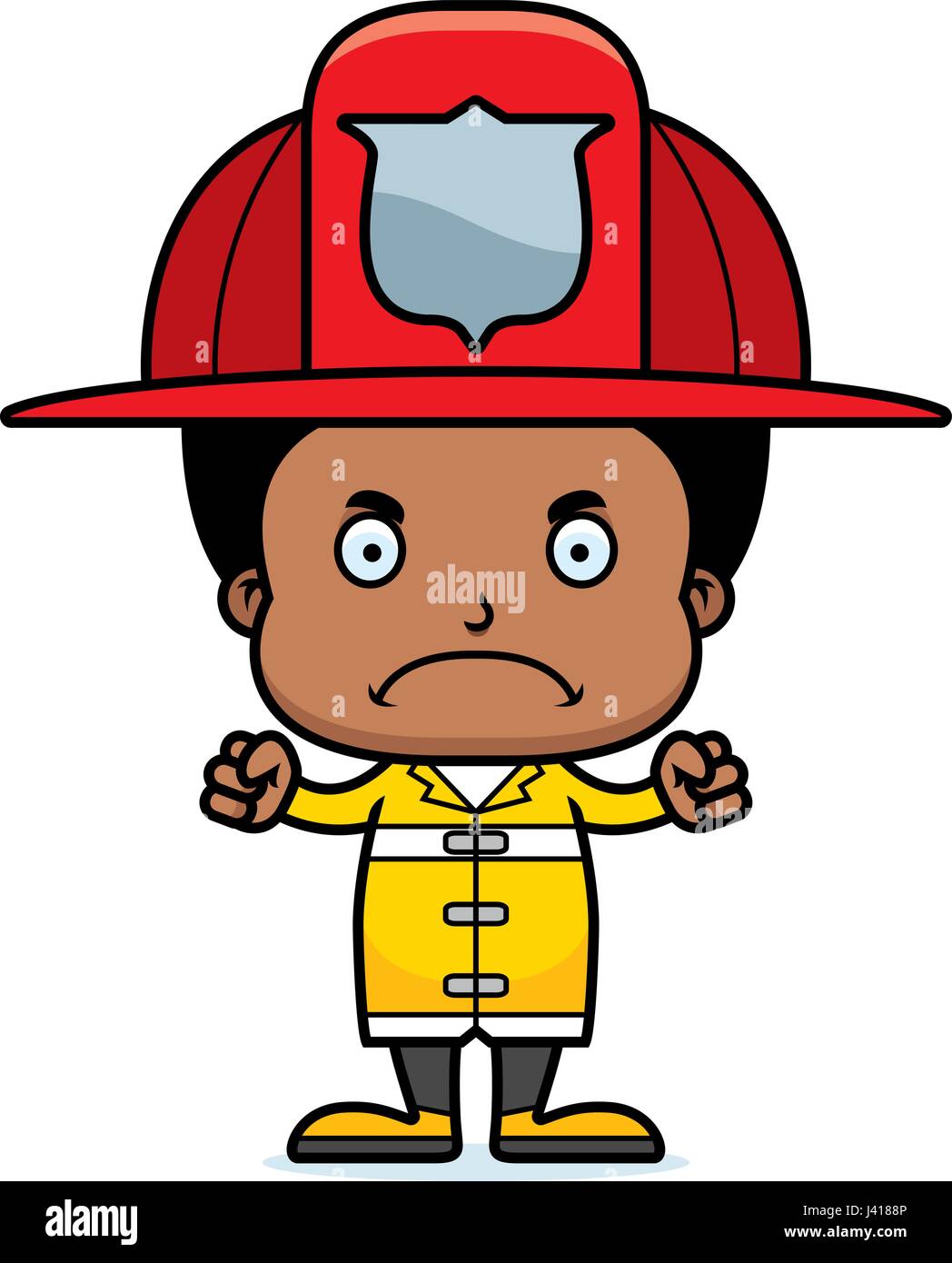 A cartoon firefighter boy looking angry Stock Vector Image & Art - Alamy