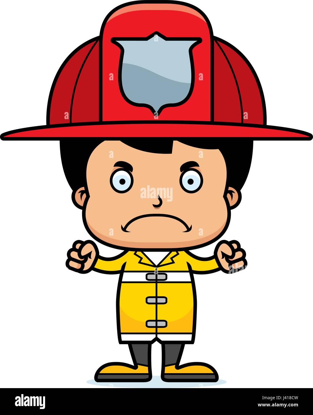 A cartoon firefighter boy looking angry Stock Vector Image & Art - Alamy