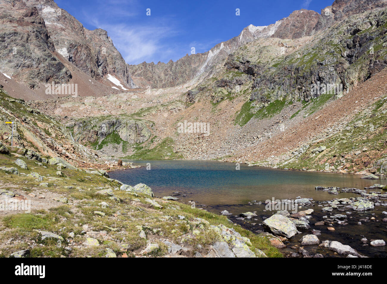 Alpine lake in Aosta valley, Italy. Lac Long, Valpelline Stock Photo ...