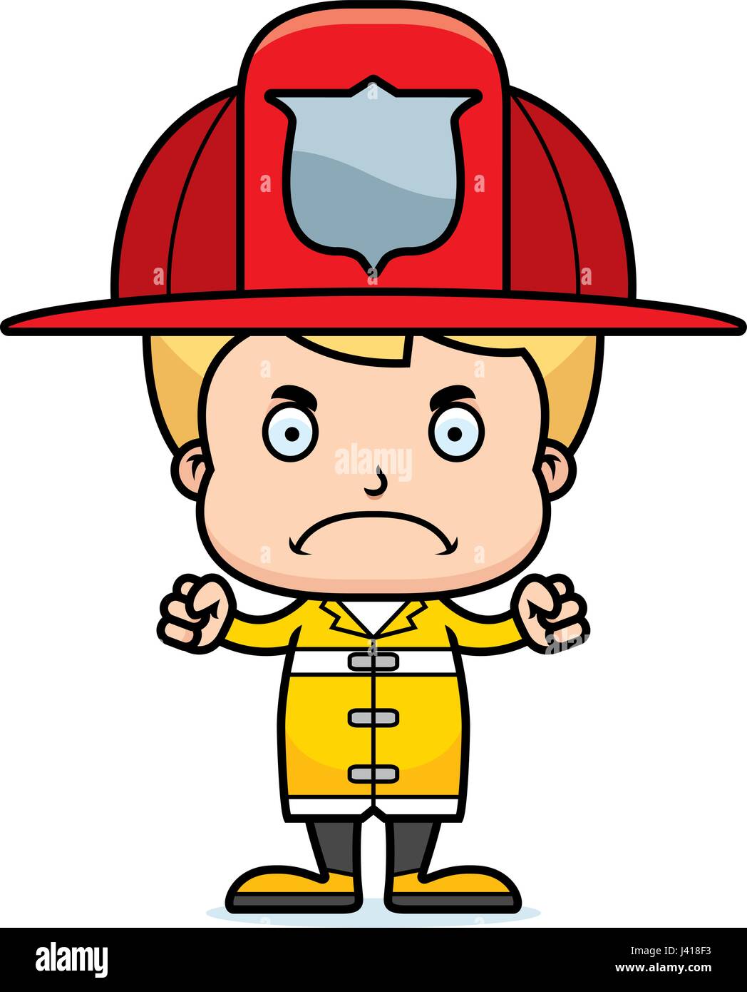 A cartoon firefighter boy looking angry Stock Vector Image & Art - Alamy