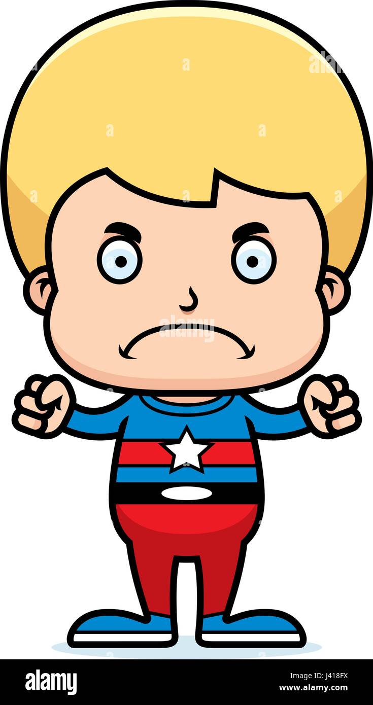 Cartoon illustration superhero looking angry hi-res stock photography ...