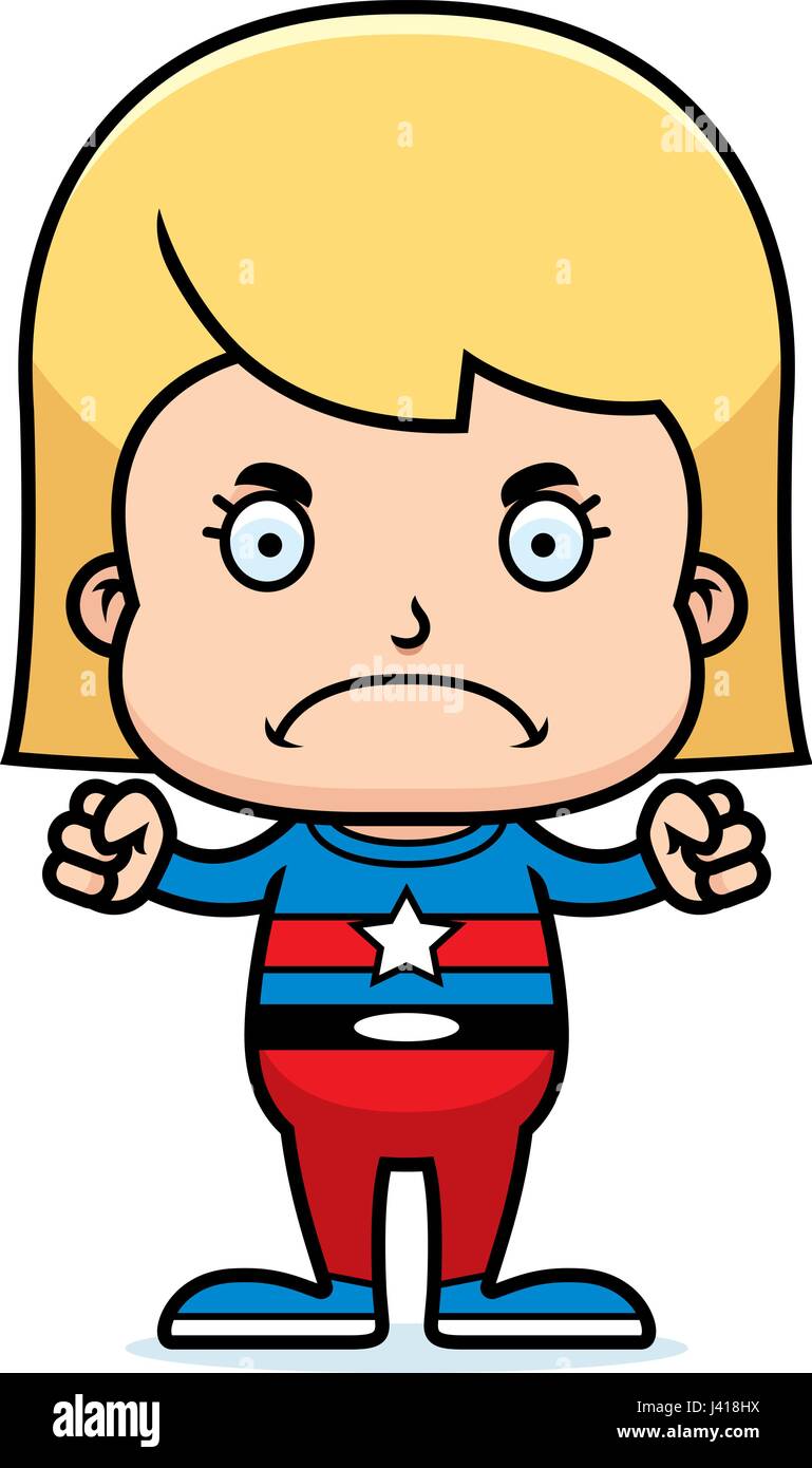 Cartoon illustration superhero looking angry hi-res stock photography ...