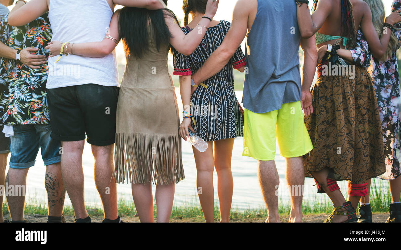 People Standing Together Unity Friendship Stock Photo - Alamy