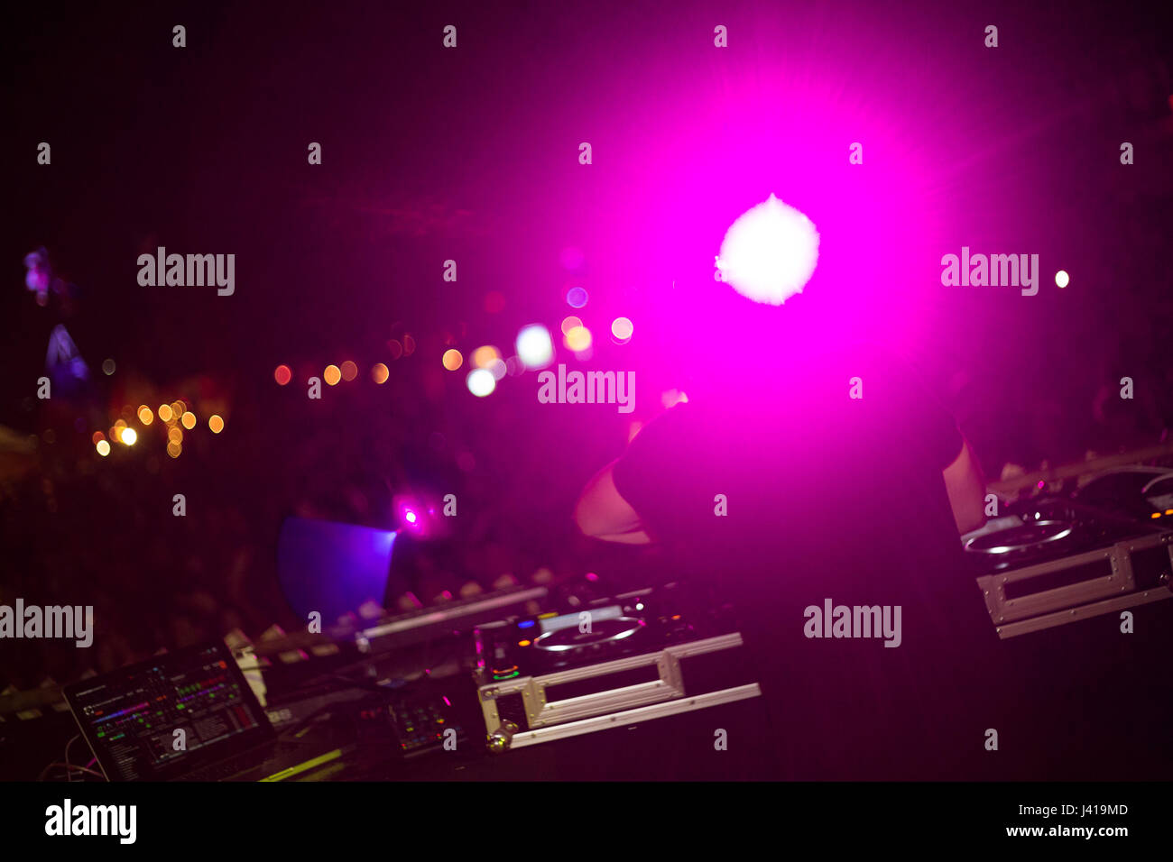 DJ Using Tuner Make Musics in Festival Stock Photo - Alamy