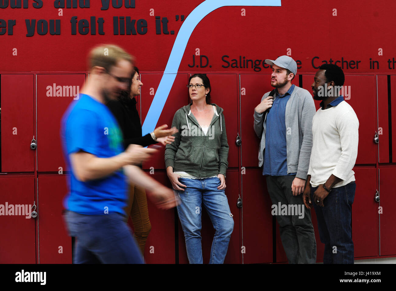 People Waiting Relax on Hallway During Break Time Stock Photo - Alamy