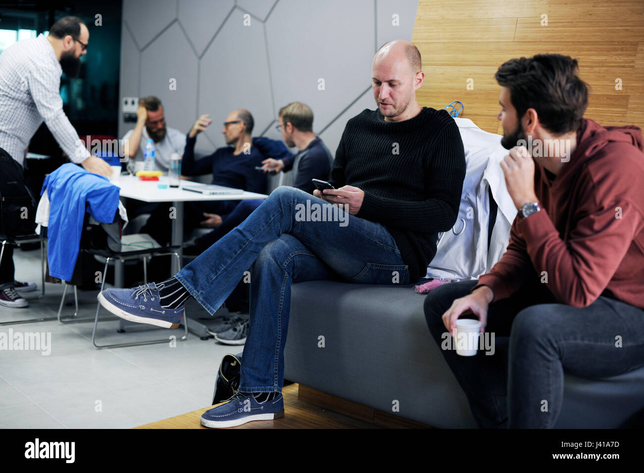 People Waiting Relax in Coffee Room During Break Time Stock Photo - Alamy