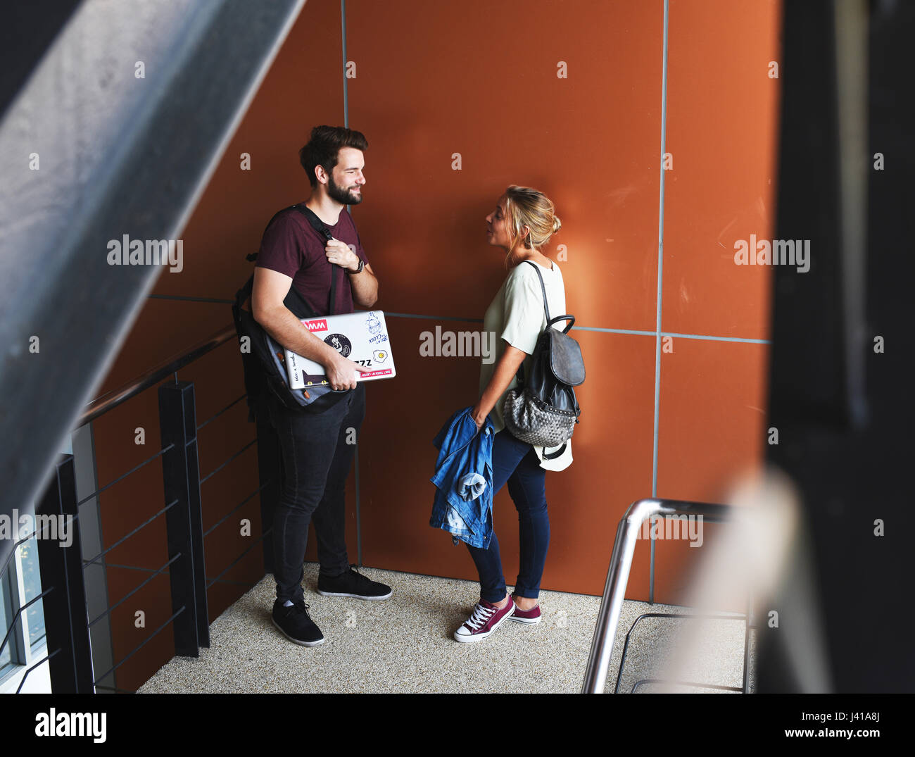 People Talking Together During Office Break Time Stock Photo - Alamy
