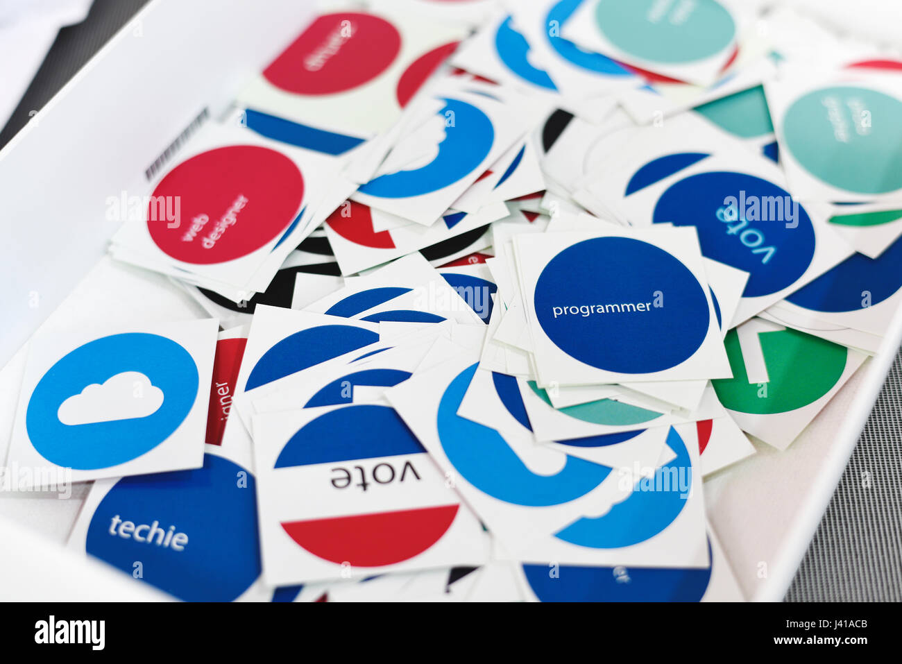 Vote Stickers for Web Desgin Team Members Colleagues Stock Photo - Alamy