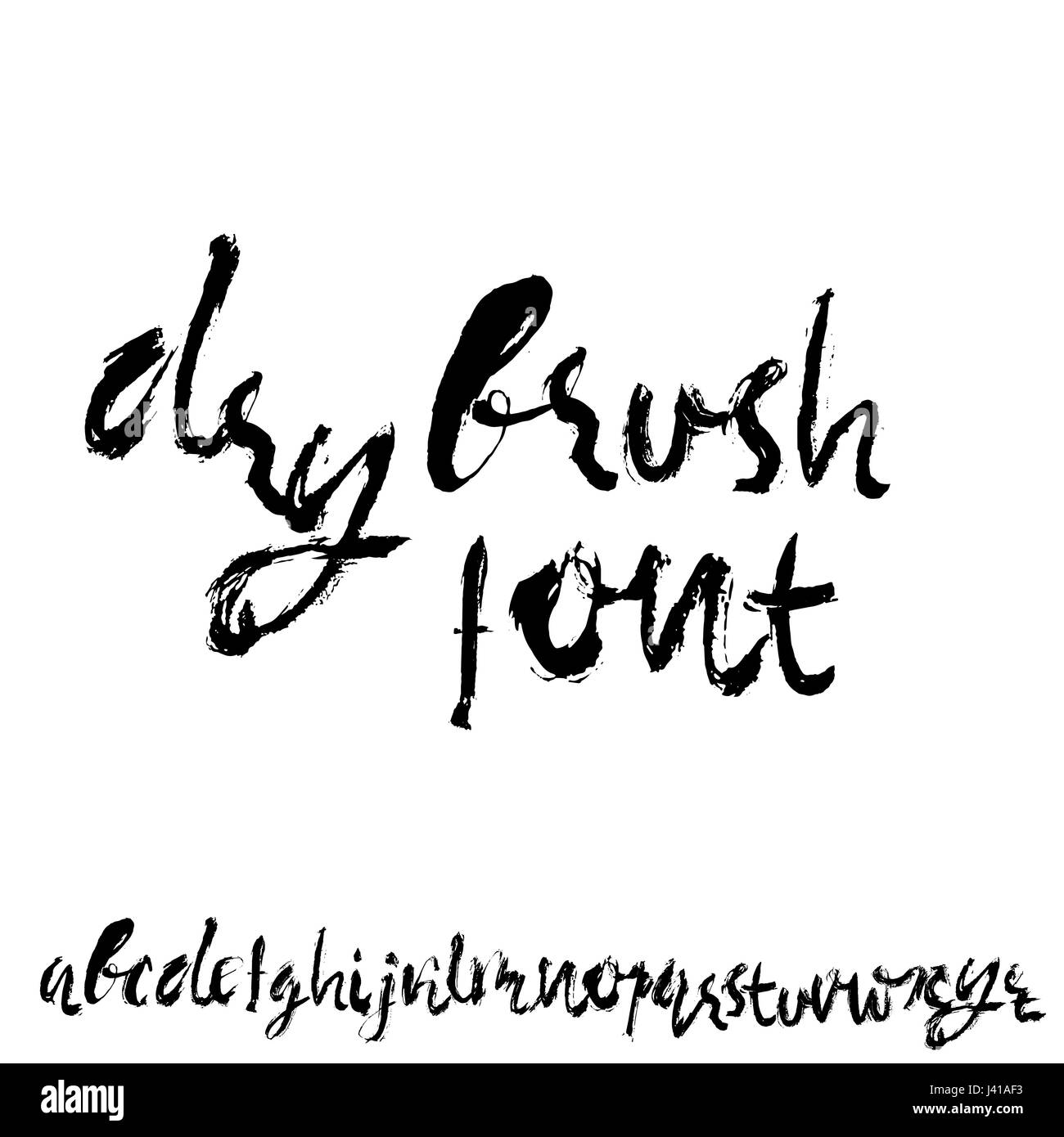 Hand drawn dry brush font. Modern brush lettering. Grunge style ...