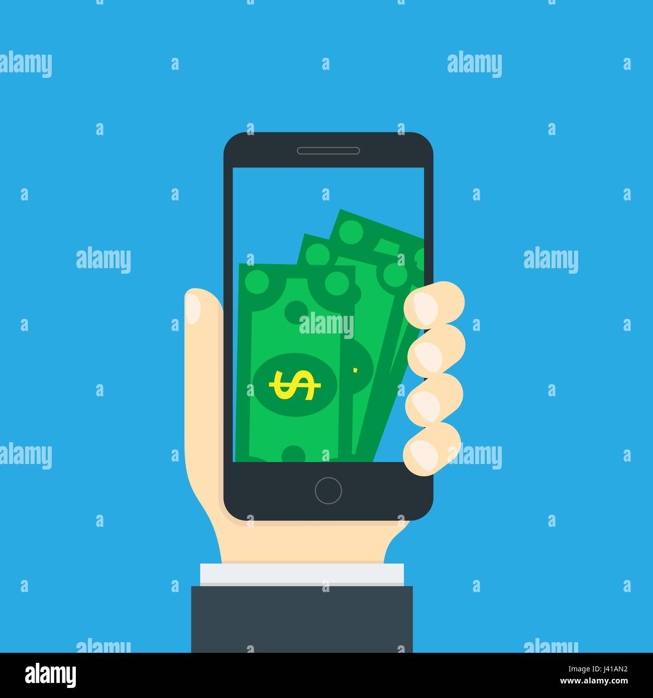 Smartphone screen with money. Internet banking concept Stock Vector ...