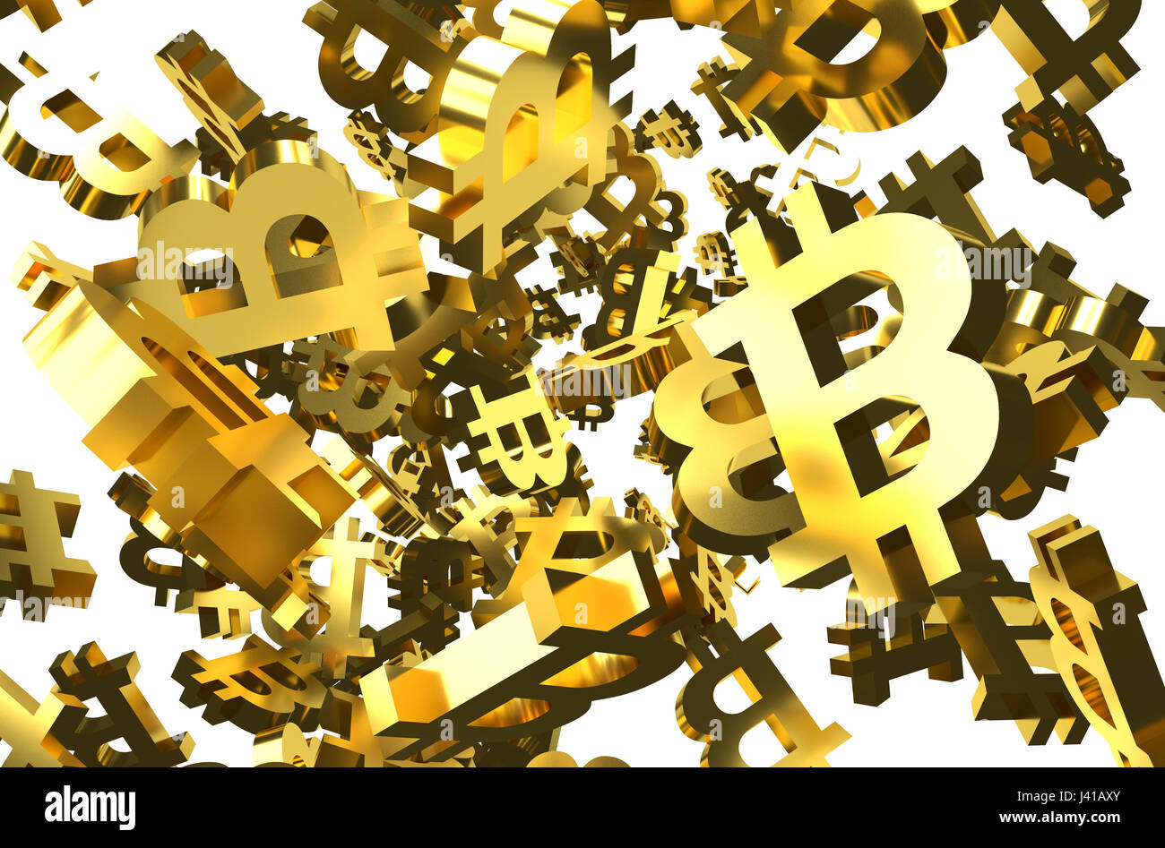 Falling Bitcoin Signs Background Stock Photo - Alamy