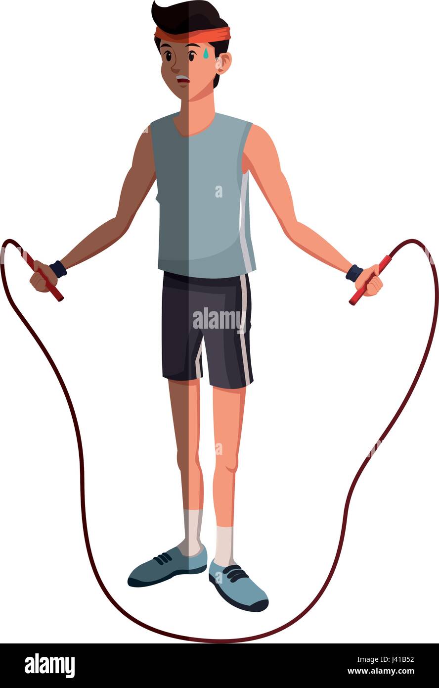 character man sport jumping rope fitness Stock Vector Image & Art - Alamy