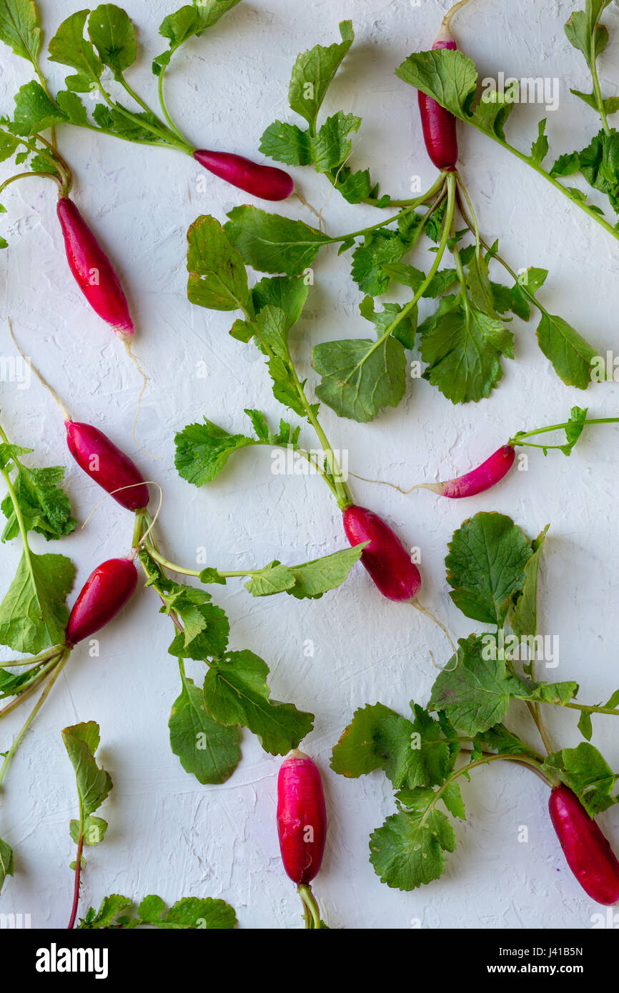 Long organic radishes, Top View Stock Photo - Alamy