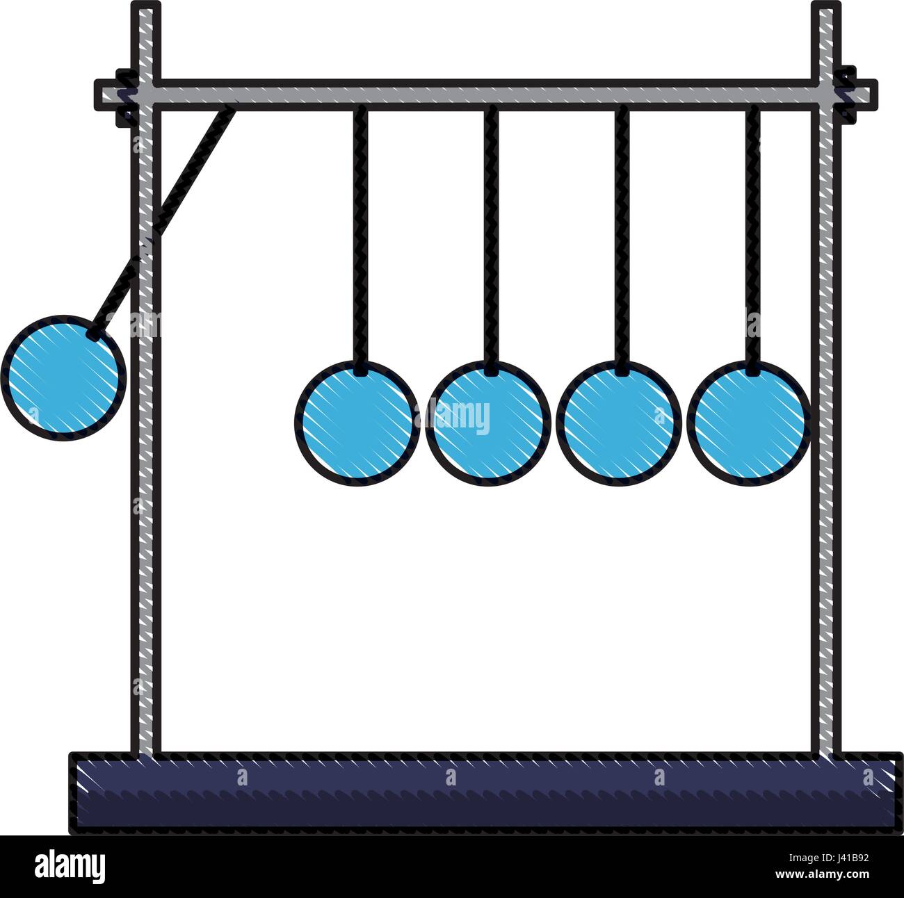 drawing newtons cradle momentum pendulum metal Stock Vector Image & Art ...