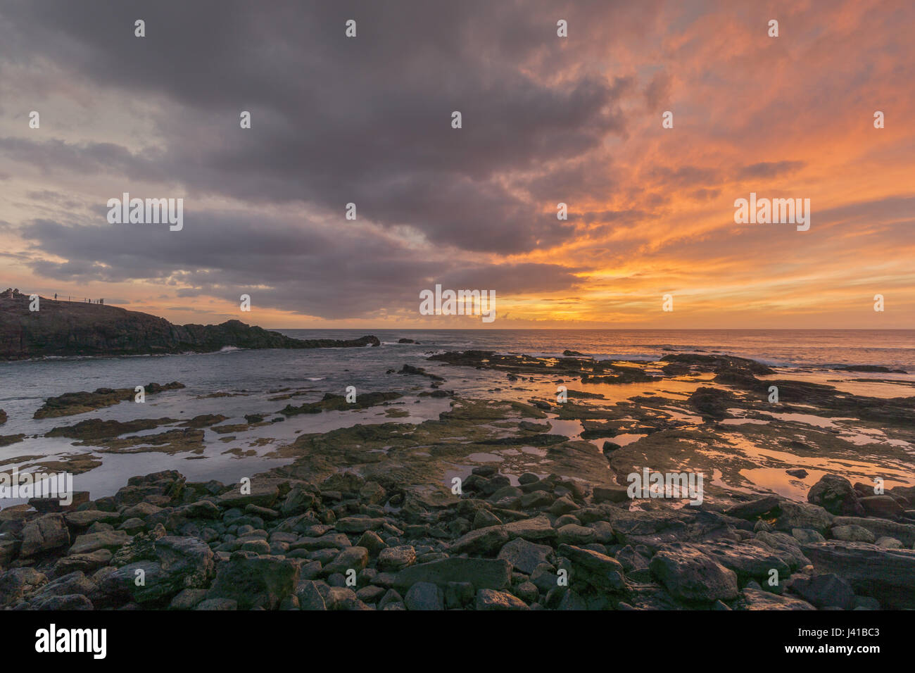 Sunset at El Cotillo, Fuerteventura, Canary Islands, Spain Stock Photo ...