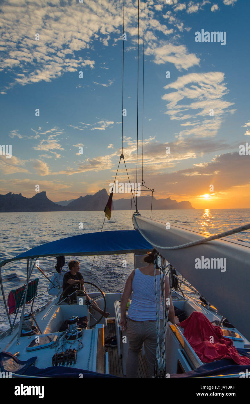 Steering wheel on a sailing hi-res stock photography and images - Alamy