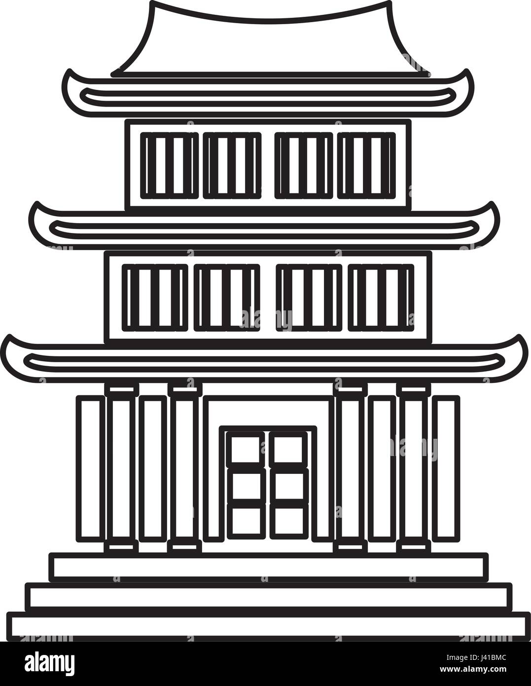 Traditional Chinese House Drawing