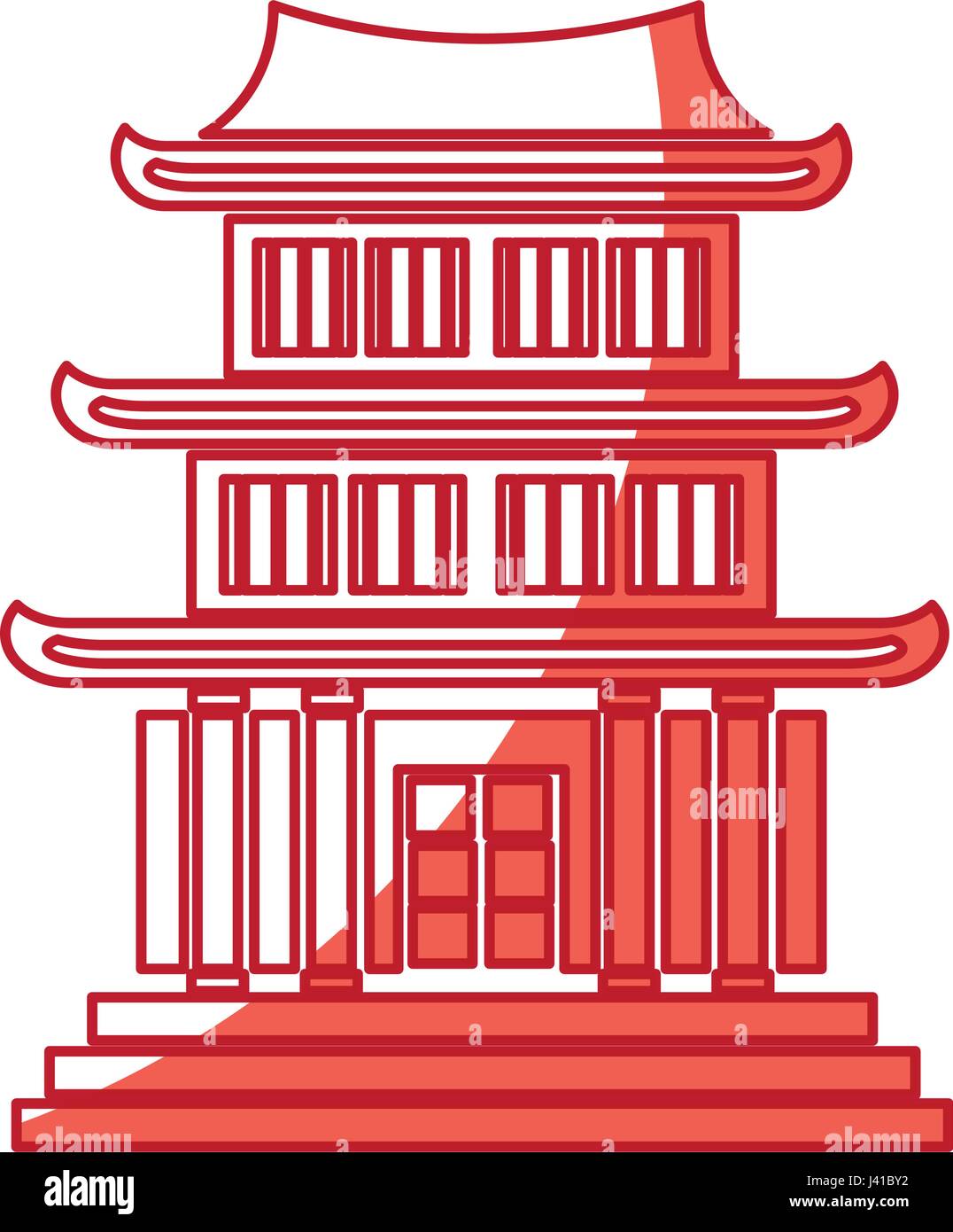 japanese building architecture traditional house shadow Stock Vector ...