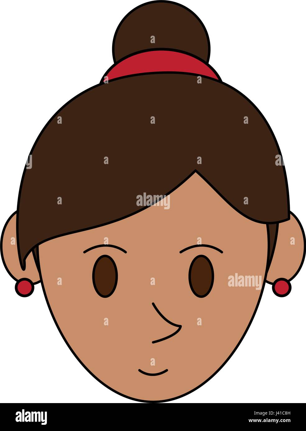 colorful image cartoon face woman with collected hairstyle and bow lace ...