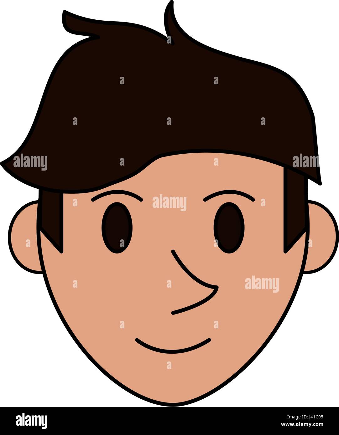 colorful image cartoon front view face guy with hairstyle Stock Vector ...