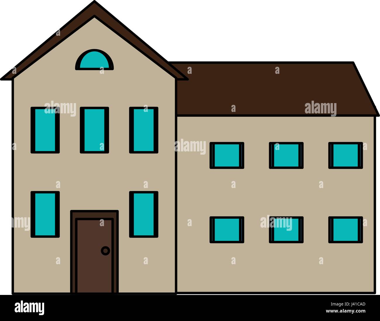 colorful image cartoon facade comfortable house with two floors and ...