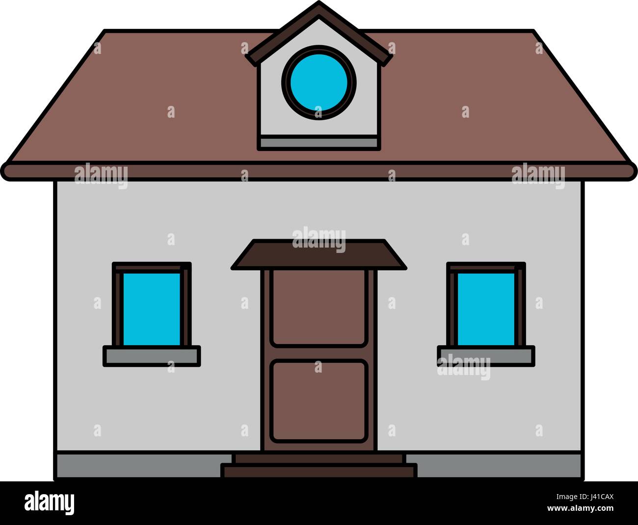 colorful image cartoon facade comfortable house with attic Stock Vector ...